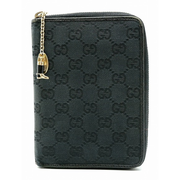 Gucci | Bags | Gucci Gg Canvas Leather Notebook Cover Black | Poshmark
